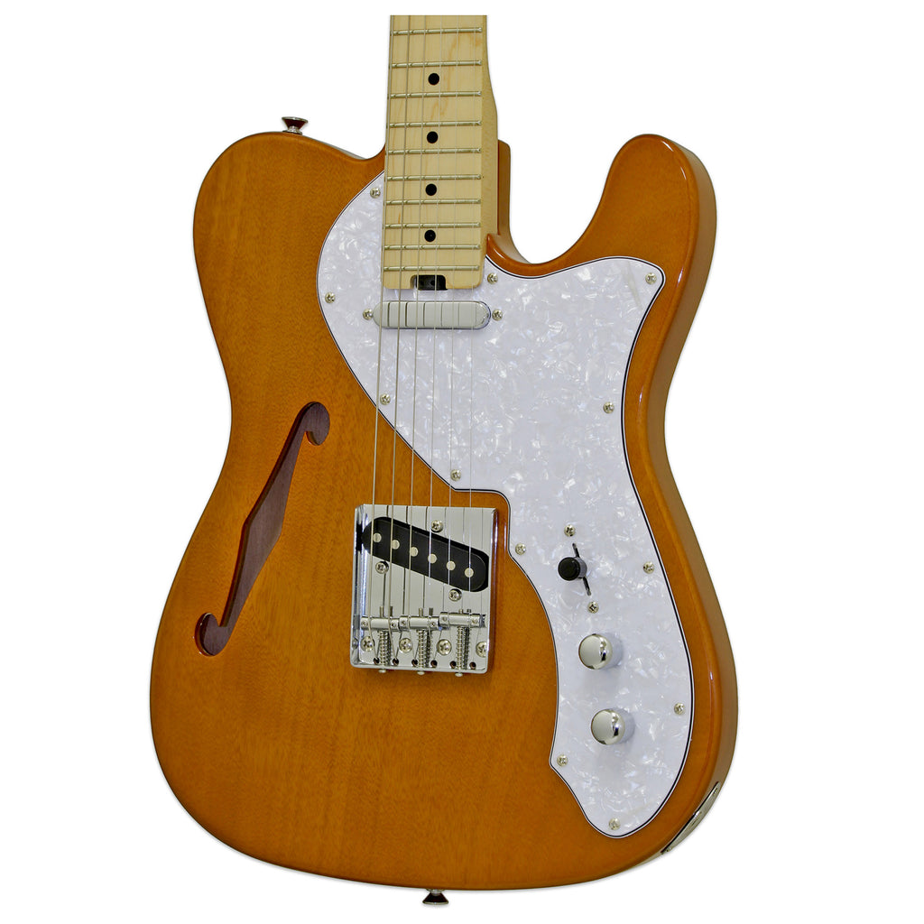 Aria Modern Classic Semi Hollow Tele Style Electric Guitar Natural ...