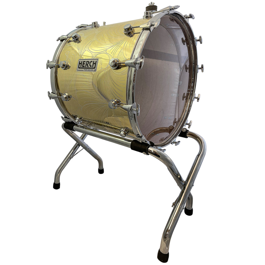 D'Luca made by Herch 20" x 24" Bass Drum Tambora Gold Engraved with Ca ...