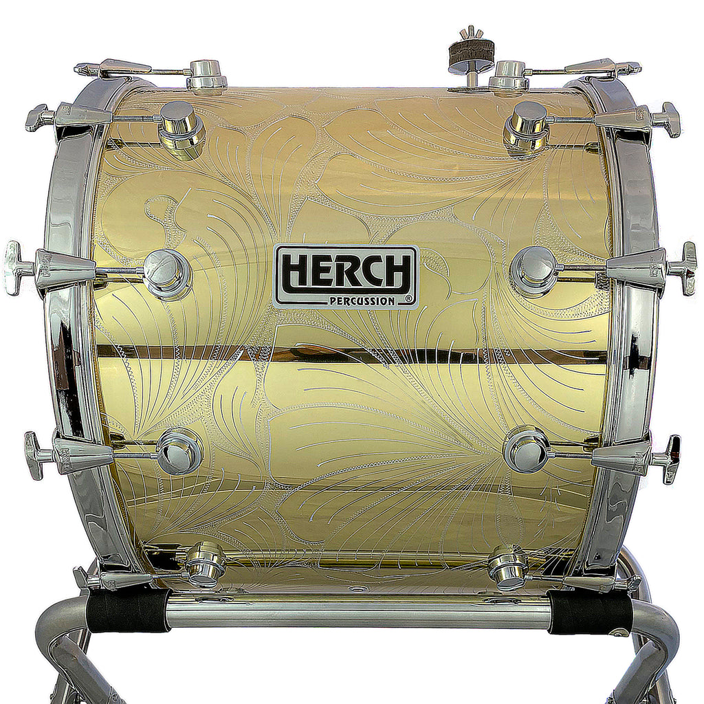 D'Luca made by Herch 20" x 24" Bass Drum Tambora Gold Engraved with Ca ...