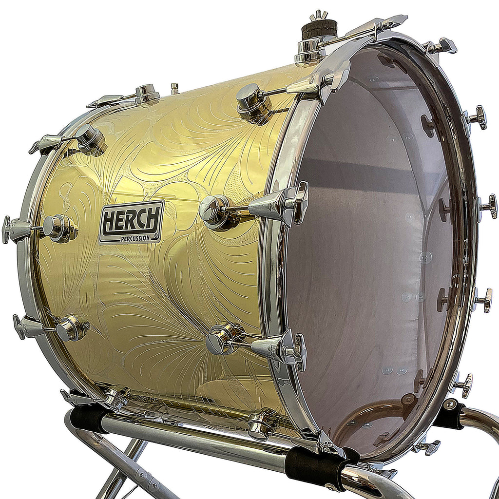 D'Luca made by Herch 20" x 24" Bass Drum Tambora Gold Engraved with Ca ...