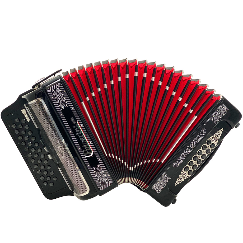 Polverini 34 Button 12 Bass 3 Switches Button Accordion EAD Black and ...