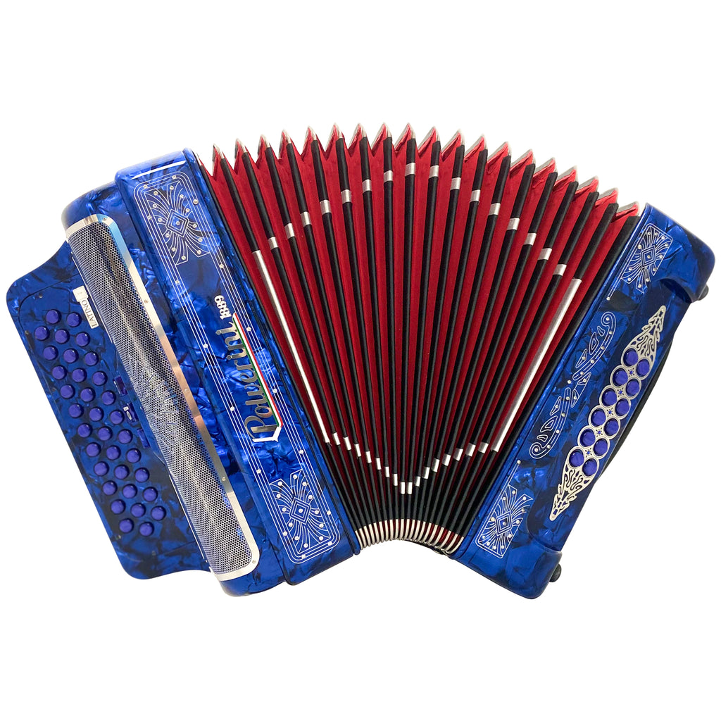 Polverini 34 Button 12 Bass 3 Switches Button Accordion EAD Blue ...