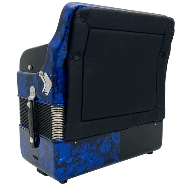 Polverini 34 Button 12 Bass 3 Switches Button Accordion GCF Blue and B ...